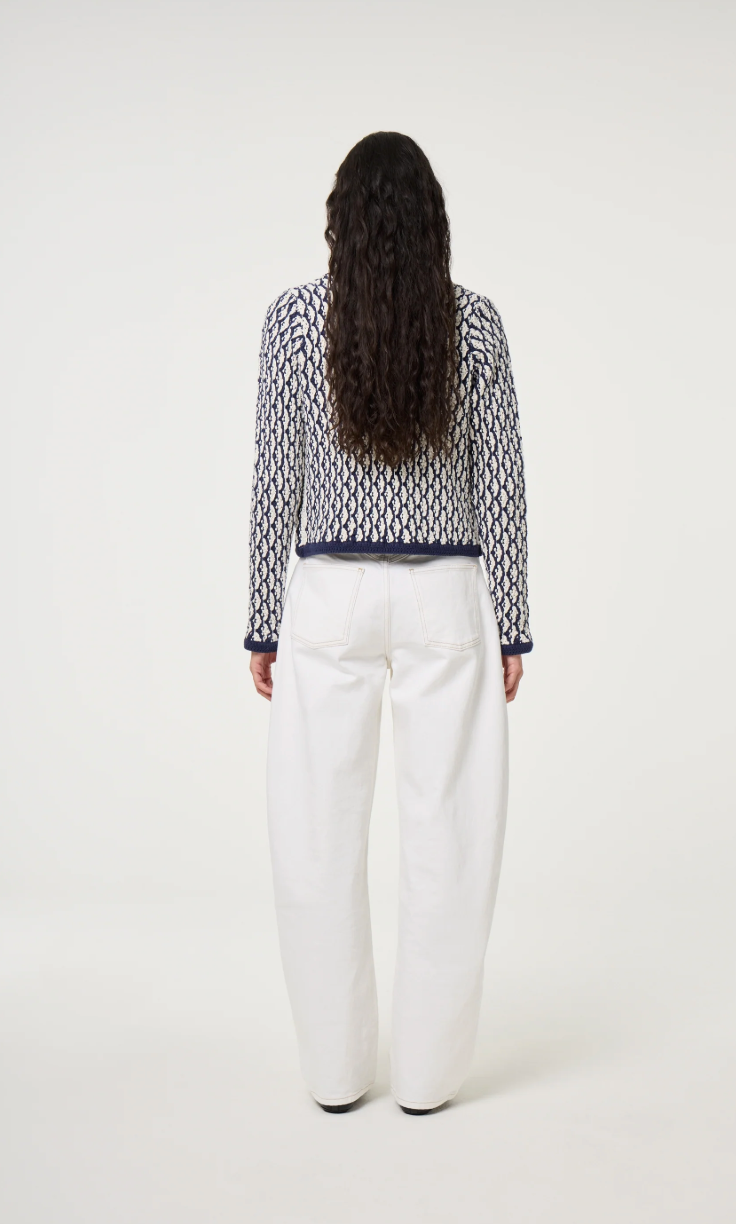 Balou Cardigan - White and Navy – Jenny's Boutique
