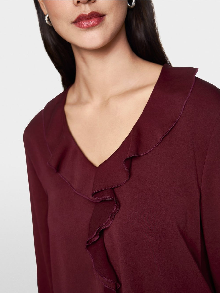 Ruffle Blouse - Bright Maroon – Jenny's Boutique